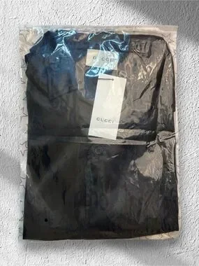 Gucci | Shirts | Gucci Mens Black Gg Monogram Satin Buttondown Shirt Xl ...